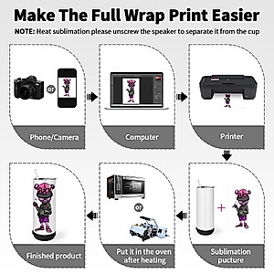 AGH 6 Pack Music Speaker Tumbler with Straw and Lid, 20oz Sublimation Skinny Stainless Steel Double Wall Tumbler, Speaker Tumbler Cup with Detachable LED Light, Suitable for DIY Gifts (Multicolor)