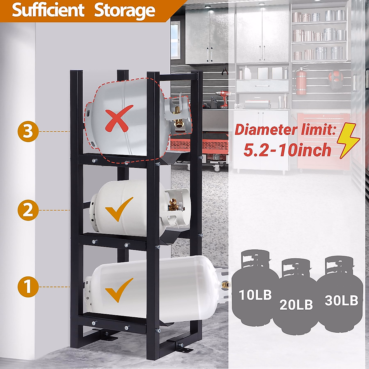 Eastrexon Refrigerant Tank Rack Heavy Duty, Stable Metal Refrigerant Cylinder Tank Rack, Powder Coated Cylinder Rack Sufficient Storage for Freon, Gases, Oxygen, Nitrogen, Acetylene