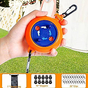 QeeHeng Camping Retractable Clothesline,Adjustable 26ft Camping Clothesline,with 20 Windproof Clothespins,10 Stoppers