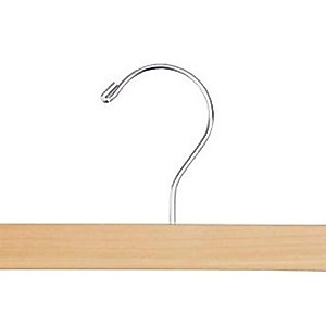 NAHANCO 6214RCCH 14” Wooden Pant Skirt Hanger with Chrome Hook and Clips, Natural (Pack of 100)