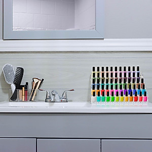 CraftyBook 5-Tiered Art Supply Storage Organizer with Paint Brush Holder - Clear Acrylic Tabletop Gel Polish Paint Storage Step Shelf - Acrylic Nail Polish Organizer Shelf for Hobby and Model Paint