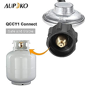 5 Feet Low Pressure Propane Regulator and Hose，Qcc1 Universal Grill Regulator Replacement Part with 90 Degree Elbow Adapter for Blackstone Griddle 17" and 22" Tabletop Camper Grill