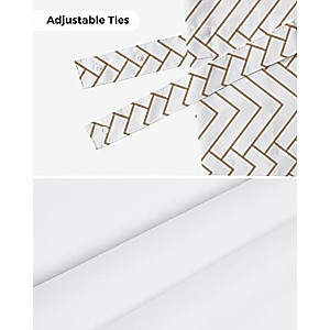 TocaHome Semi-Sheer Kitchen Valances for Windows, Adjustable Tie Up Valances Curtains Light Filtering, White-Gold Natural Herringbone Elegant Window Toppers Valances for Living Room/Bedroom 60x18in