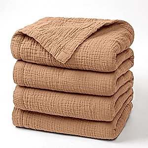 Lulu moon Muslin Blankets for Adults 55”x75” - Kids Couch Throw Blanket for Boys - Light Weighted Organic Muslin Quilt for Sofa and Bed (Caramel)