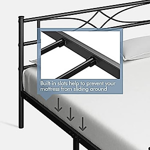 Yaheetech Metal Full Size Bed Frame, Platform Bed Frame, Mattress Foundation with Curved Design Headboard & Footboard, NO Box Spring Needed, Heavy-Duty Support, Easy Assembly, Full, Black