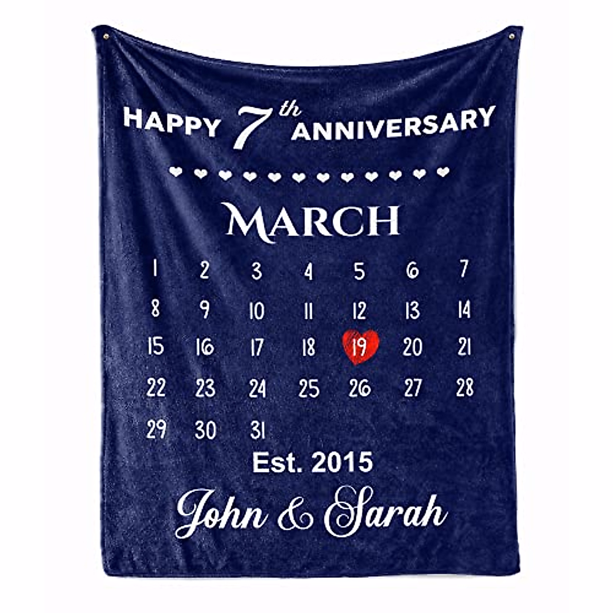 PREZZY 7th Wedding Anniversary Blanket Gifts for Husband Wife Dad Mom Personalized Blankets 7 Years of Marriage Unique Gift for Couple Boyfriend Girlfriend Sherpa Fleece Throw Blanket