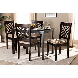 Baxton Studio Caron Modern and Contemporary Sand Fabric Upholstered Espresso Brown Finished Wood 5-Piece Dining Set