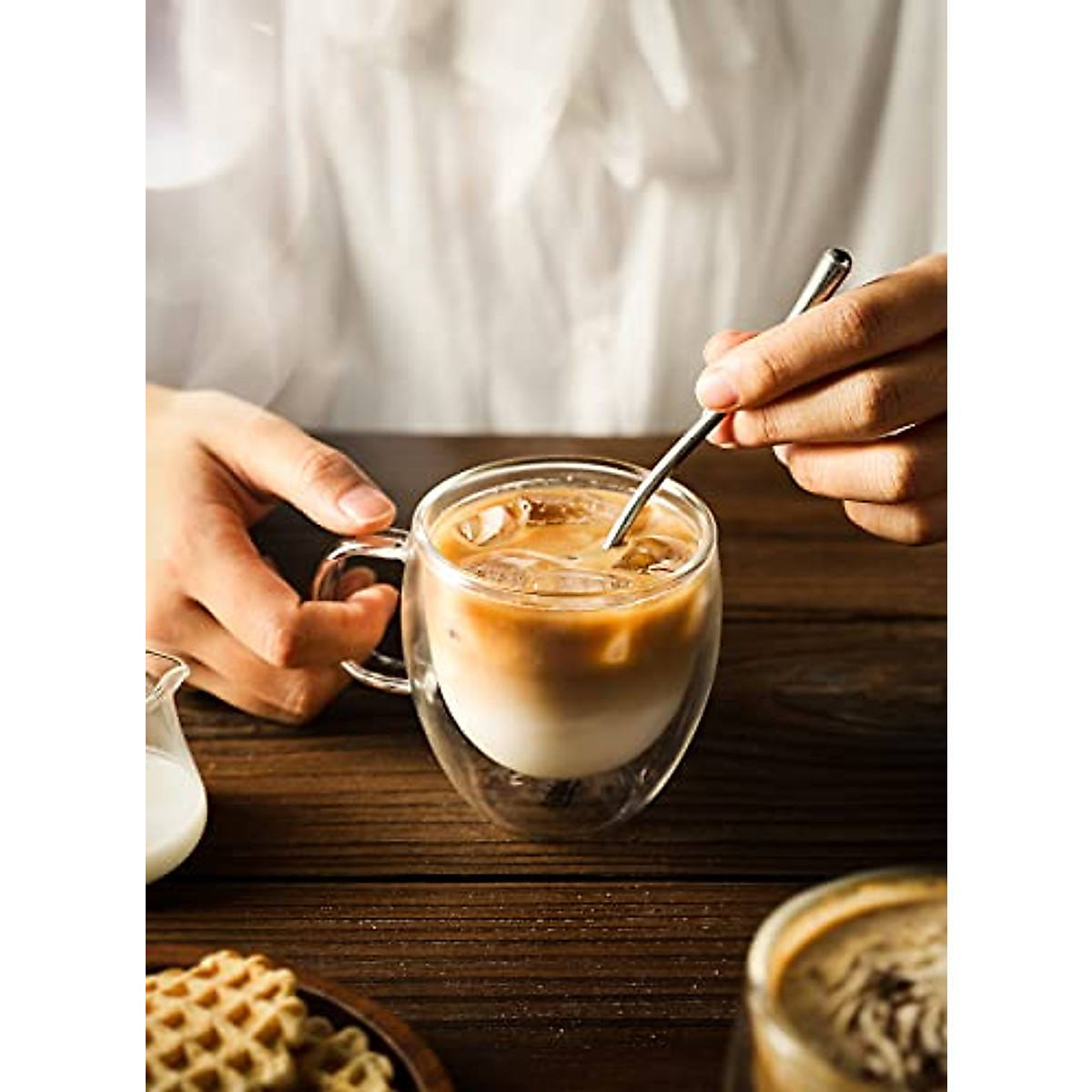 Sweese Espresso Cups, Double Wall Insulated Glass Coffee Mugs, 5 Ounce, Set of 2, Perfect for Espresso Shot, Tea and Juice