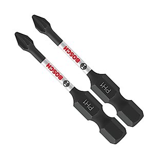 BOSCH ITPH1202 2-Pack 2 In. Phillips #1 Impact Tough Screwdriving Power Bits
