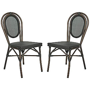 Safavieh Outdoor Living Collection Ebsen Wicker Side Chairs, Black, Set of 2