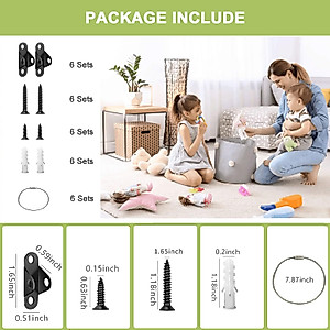 Furniture Anchors for Baby Proofing,(6 Packs) Anti-tip Wall Anchor Kit Metal, Earthquake Tip Resistant Furniture Brackets, Furniture Secure Straps for Dresser Cabinet Bookshelf
