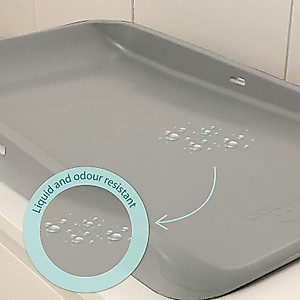 Baby Works - Deluxe Foam Baby Diaper Changing Pad, Easy to Clean, Soft and Comfortable, Safety Strap - Gray, 27.6 x 16.9 Inches