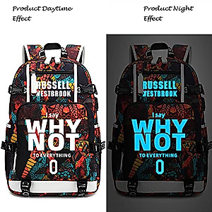 Basketball Player Star Westbrook Luminous Backpack Travel Student Backpack Fans Bookbag for Men Women (Style 1)