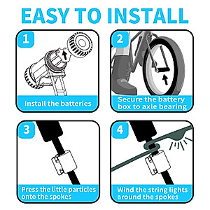 KIRIKIT Bike Wheel Lights, 2 Pack Bike Light Accessories for Night Riding, Super Bright Waterproof LED Night Riding Bicycle Front Back Tires Lights with Batteries for Kids Adults