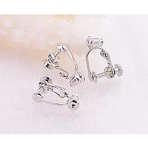WOIWO 10PCS Clip-on Earring Components for Non-Pierced Ears, with Adjustable Screw, 14x15mm Silver
