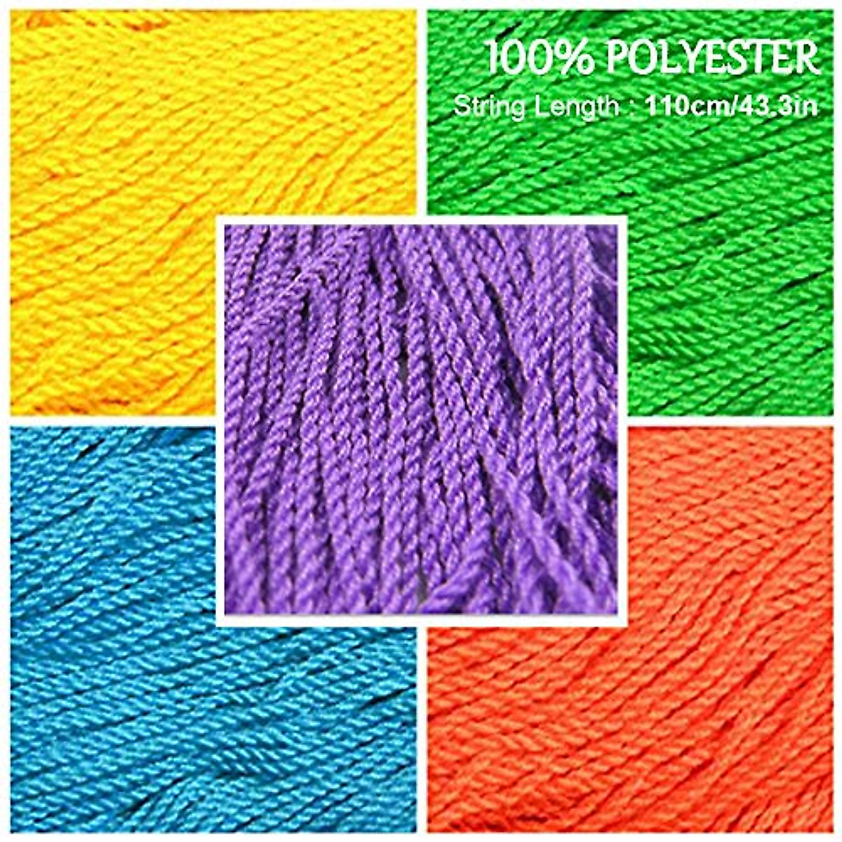 Yoyo Strings Pack of 25 - Professional Yoyos String Replacement, Polyester Yoyo String for Responsive or Unresponsive Yoyo, Rainbow Colors - Blue, Green, Yellow, Orange, Purple