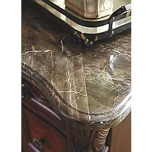 Signature Design by Ashley North Shore Ornate 9 Drawer Dresser with Marble Inlay Top, Dark Brown