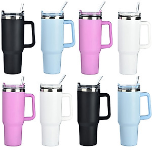 ALINK 8 Pack Replacement Glass Straws for Stanley 40 oz 30 oz Tumbler, 12 in Long Reusable Clear Straws for Stanley Cup Accessories, Half Gallon Jug, Plus 2 Cleaning Brush