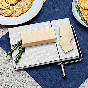 ZOCONE Cheese Slicer with Wire for Block Cheese, Stainless Steel Cheese Cutter with Accurate Size Scale, with 10 Replacement Wires & 2 Stainless Steel Multi-purpose Spreading Knives for Cheese Butter