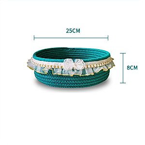 KLHDAYUP Round Cotton Rope Woven Storage Basket, Mini Small Storage Basket, Nesting Box To Organize Toys On Shelf, Container To Store Clothes, Cosmetics, Pots, Snacks, Toys Or Documents (Lake Blue)