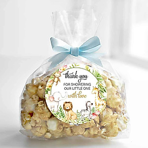 1.9 Inch Thank You Stickers Baby Shower Party Favors Safari Animals 60 Labels