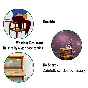 Lestar Solid Acacia Wood Stool Bedside End Tables Sub-stool Wooden Step Stool (2 Steps Stool)