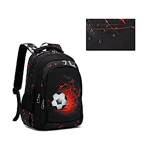 mezhsa Boys Backpack Kids Bookbag Durable Elementary Middle School Bags Soccer 18in (Red)