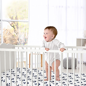 Sweet Jojo Designs Navy Blue White Anchors Boy Girl Fitted Crib Sheet Baby or Toddler Bed Nursery - Nautical Theme Ocean Sailboat Sea Marine Sailor Anchor Unisex Gender Neutral