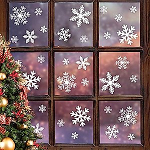LUDILO 135Pcs Christmas Window Clings Snowflakes Window Decals Static Window Stickers for Christmas Decorations Window Décor Ornaments Xmas Party Supplies Thanksgiving Party Décor (5-Sheet)
