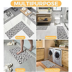 The Sofia Rugs Kitchen Rug Set 2 Piece Absorbent, Non-Slip Kitchen Mats for Floor - Washable Kitchen Runner Rugs and Mats for Bathroom, Laundry Room, Farmhouse Style Gray, 48x20in/30x20in