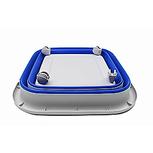 SAMMART 39L (10.3 Gallons) Collapsible Plastic Laundry Basket with Wheels-Foldable Pop Up Storage Container (1, Grey/Purplish Blue)