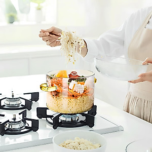 GANAZONO Glass Cooking Pot Glass Stovetop Pot Clear Pot Glass Cookware Glass Saucepan 2300ml