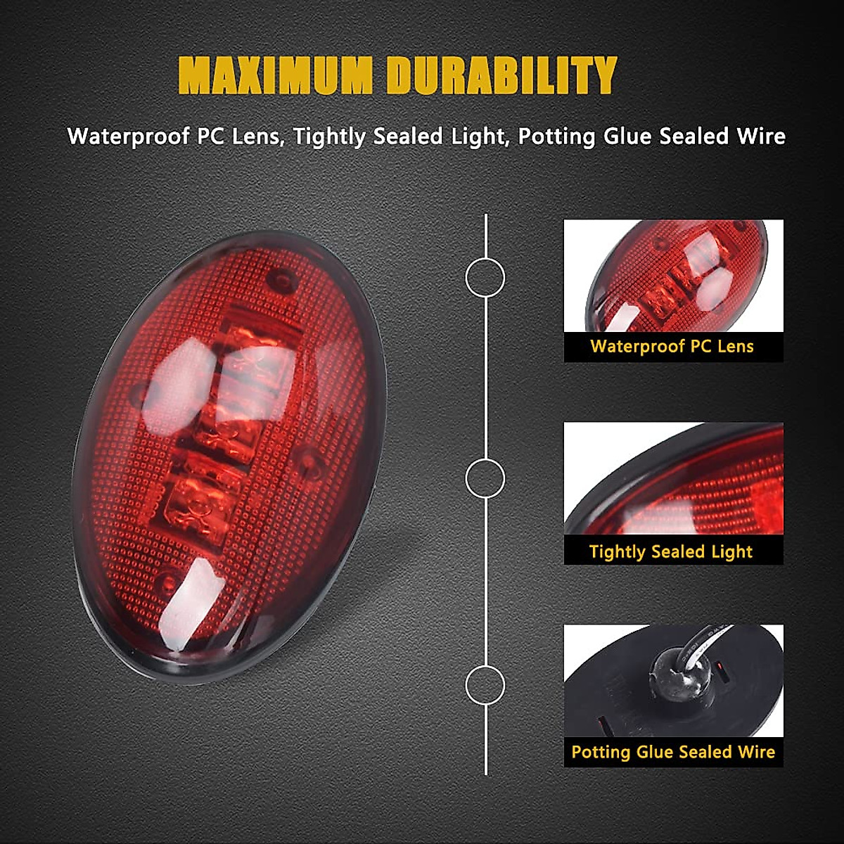 nifeida Dually Bed Fender Side Marker Lights for Ford 1999-2014 F150 F250 F350 F450 F550 Super Duty Front Rear Wheel Waterproof LED Clearance Lamp w/T10 Plug (2pcs Amber & 2pcs Red)