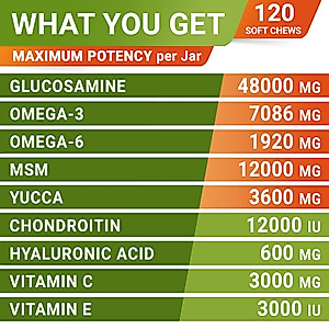Senior Advanced Glucosamine Joint Supplement + Probiotics for Picky Eaters Bundle - Hip & Joint Pain Relief + Allergy, Diarrhea - Digestive Enzymes, Prebiotics + Omega-3, Chondroitin, MSM - 240 Chews