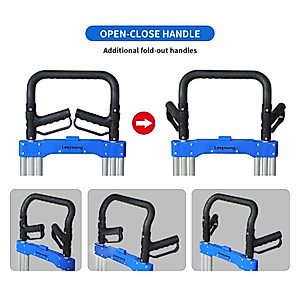 Folding Hand Trucks Heavy Duty by Leeyoung,500 lb Aluminium Folding Hand Cart Dolly with 8 inch Wheels (incl 2 Bungee Cords)