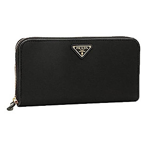 Prada Women's Large Black Tessuto Zip Around Wallet 1ML506