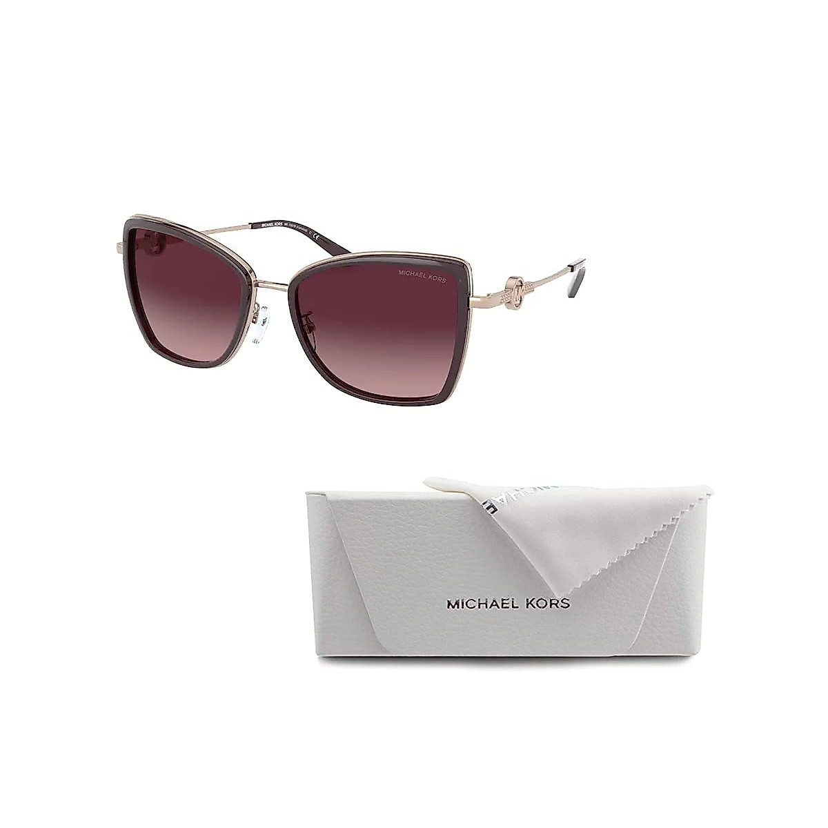Michael Kors MK1067B Corsica 11088H 55MM Rose Gold/Cordovan/Burgundy Gradient Cateye SUnglasses for Women+ BUNDLE With Designer iWear Eyewear Kit