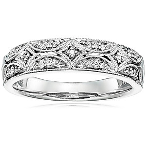 Amazon Essentials Sterling Silver Diamond Accent Band Ring, Size 8 (previously Amazon Collection)