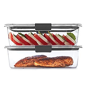 Rubbermaid Leak-Proof Brilliance Food Storage Set | 9.6 Cup Plastic Containers with Lids, 2-Pack, Clear & Brilliance Food Storage Container, BPA free Plastic, Medium, 3.2 Cup, 5 Pack, Clear