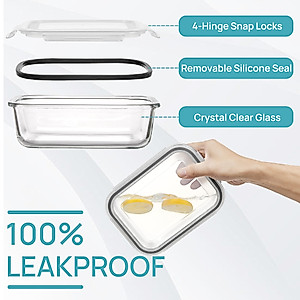 Vtopmart 10Pack (35oz+22oz) Glass Food Storage Containers with Lids, Meal Prep Containers, Airtight Lunch Bento Boxes with Snap Locking Lids, for Microwave, Oven, Freezer and Dishwasher