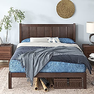 Zinus Adrian Wood Rustic Style Platform Bed with Headboard / No Box Spring Needed / Wood Slat Support, Full,OLB-SWPBHR-12F,Brown