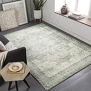 Mark&Day Area Rugs, 8x10 Heiereind Traditional Sage Area Rug Green Gray Blue Carpet for Living Room, Bedroom or Kitchen (7'6" x 9'6")