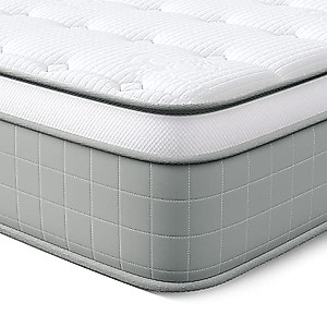 Vesgantti Full Size Mattress, 10 Inch Innerspring Hybrid Full Mattress in a Box, Pressure Relief Pocket Spring Double Bed Mattress with Memory Foam & Knitted Fabric, Medium Firm Plush, CertiPUR-US