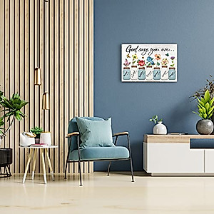 Inspirational Floral Canvas Wall Art: God Says You Are Positive Quotes Wall Decor, Flowers in Mason Jar Picture Motivational Bible Verse Poster for Women Bedroom Home Decoration 10" x 15"