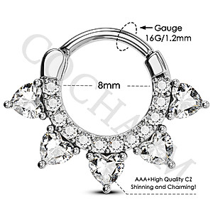 COCHARM 16g 8mm Septum Ring Daith Earrings Silver Septum Nose Rings Flower Septum Rings Surgical Steel Daith Piercing Jewelry Surgical Steel…