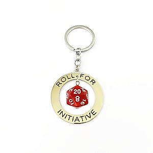 FJCPHAHA Roll for Initiative Game Dunge RPG TTRPG Polyhedral Dragons Master D4-D20 4-Sides Die Dice DM GM Keychains