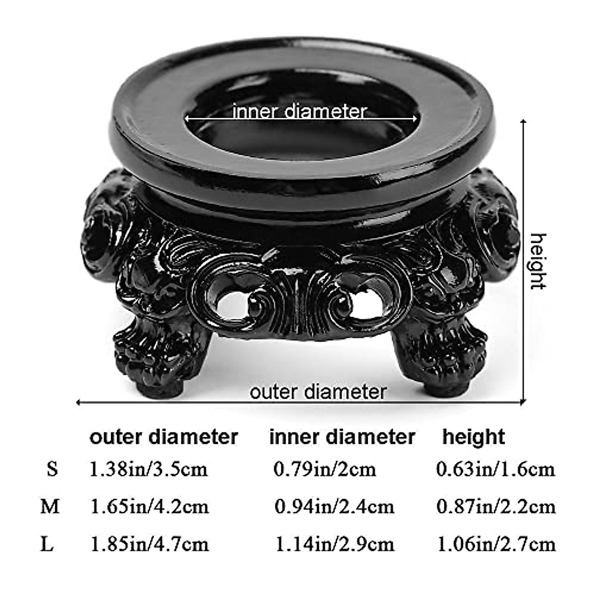PLUT Crystal Ball Base, Resin Display Stand Base for Crystal Ball Sphere Globe, Natural Carved Hollow Sphere Pedestal Decorative Globe Holder(L)