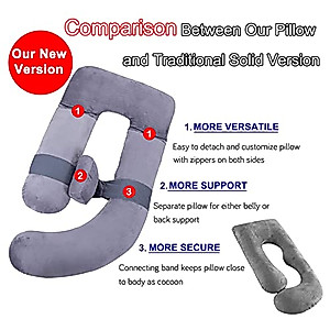 AS AWESLING 60in Pregnancy Pillows for Sleeping | Detachable Maternity Pillow for Pregnant Women | Extra Large Full Body Pillow for Pregnancy with Velvet Cover (Dark Gray)