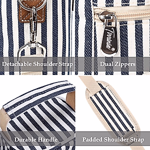 Tirrinia Single Wine Cooler Bags - Insulated & Padded Portable Wine Gift Tote Carrier for Travel, BYOB Restaurant, Wine Tasting, Party, Great Gift for Wine Lover, Blue Stripe