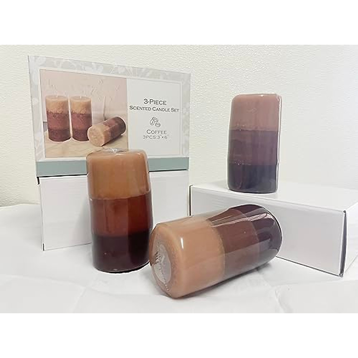 Cafemoon Scented Pillar Candles, Set of 3 Slightly Distorted Pillar Candles